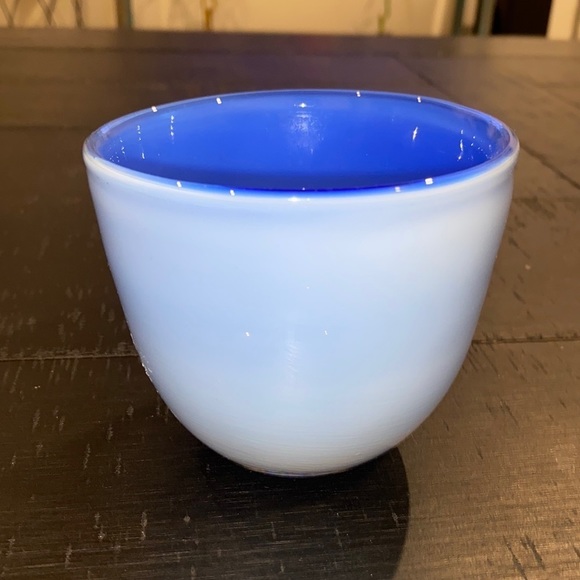 Accents | Sake Dimple Periwinkle Blue Blown Glass Cup | Poshmark